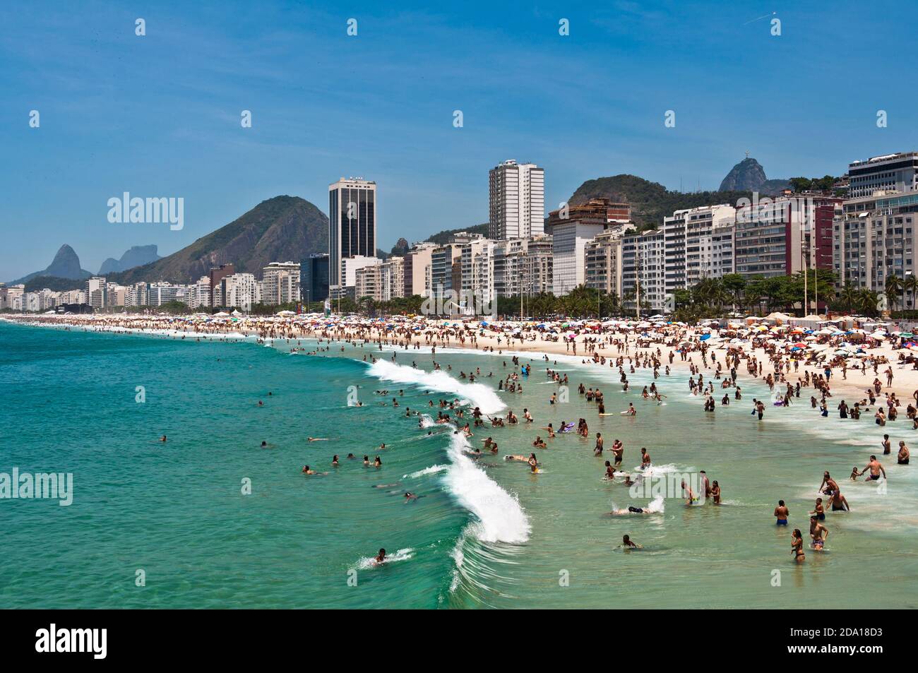 View of Crowded Copacabana Beach in Rio de Janeiro, Brazil Stock Photo ...