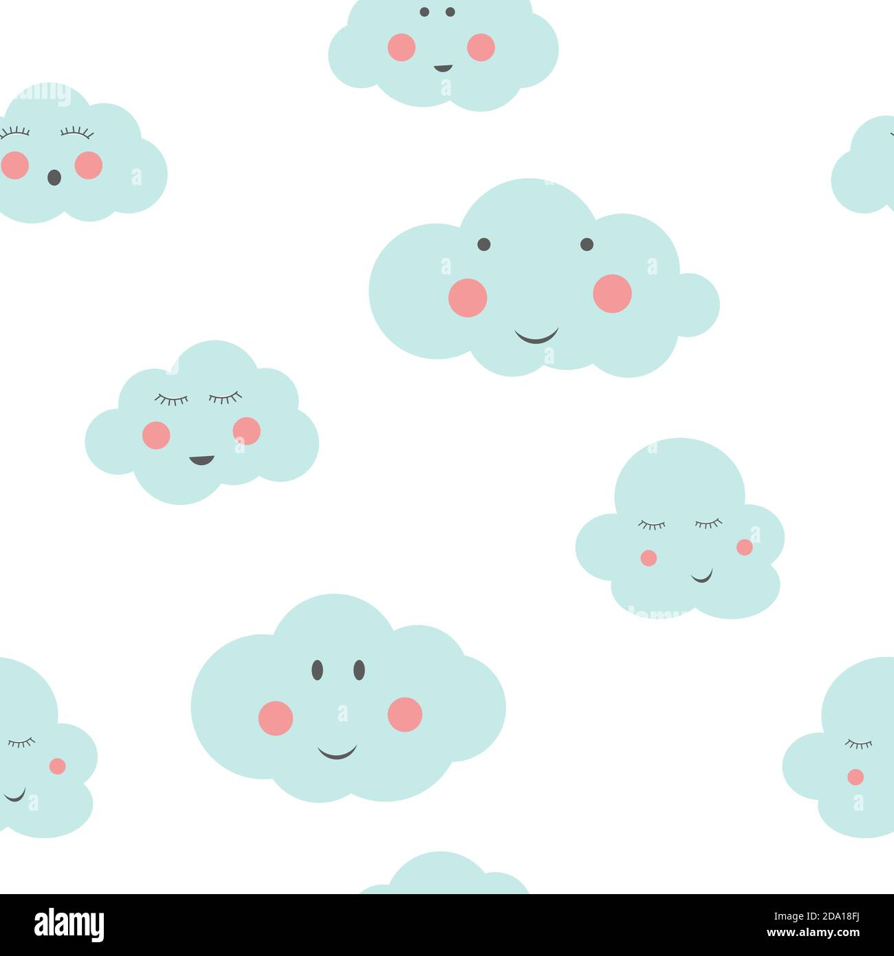 Seamless Pattern Background with Cute Little Child Cloud. Vector ...