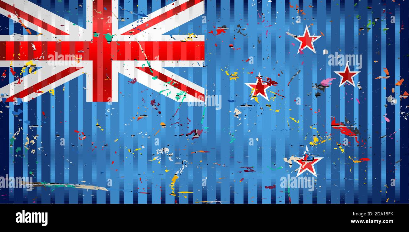 New Zealand flag with color stains - Illustration, Three dimensional ...