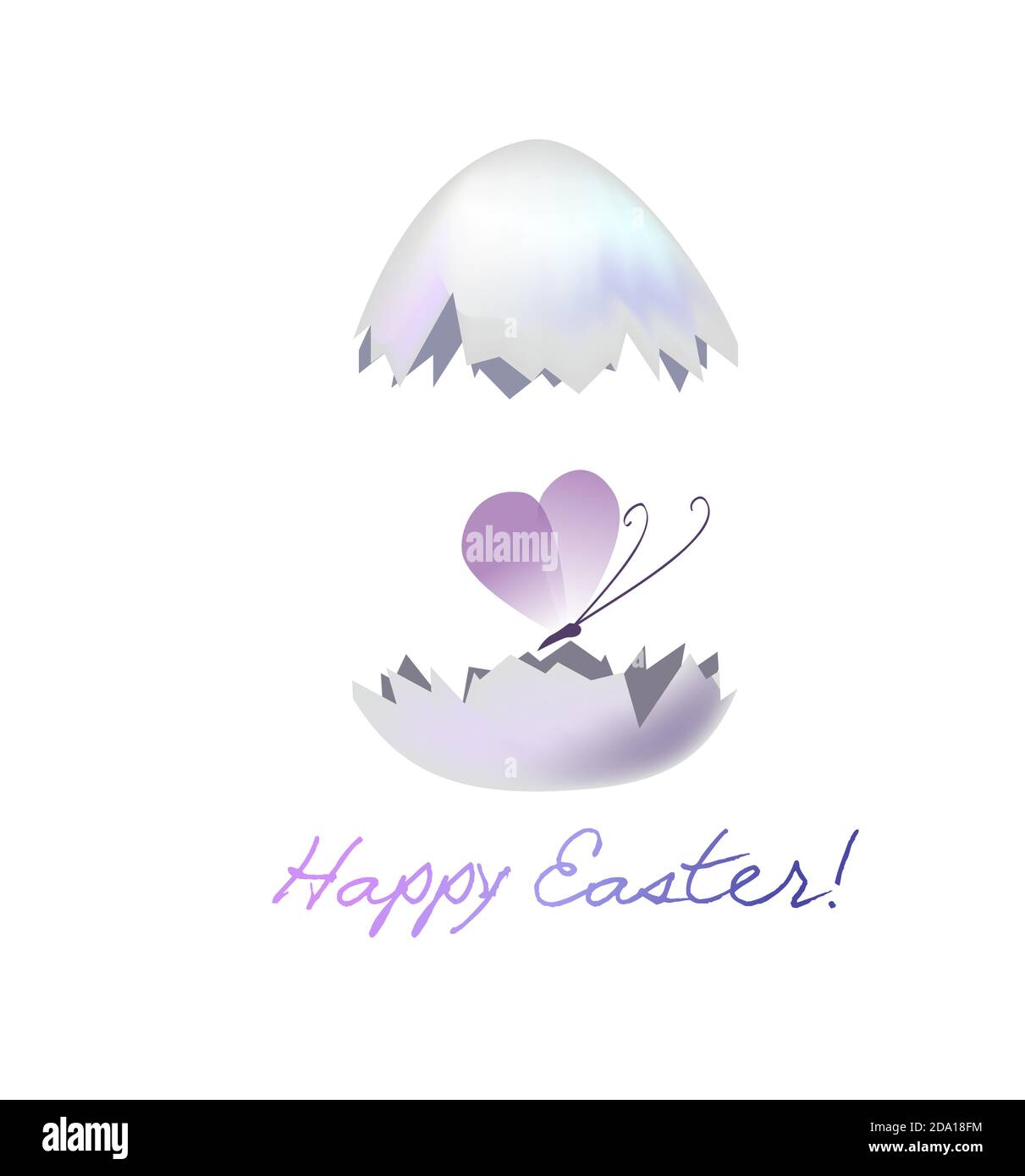 Happy easter. Eggshell with a butterfly. Vector illustration Stock ...