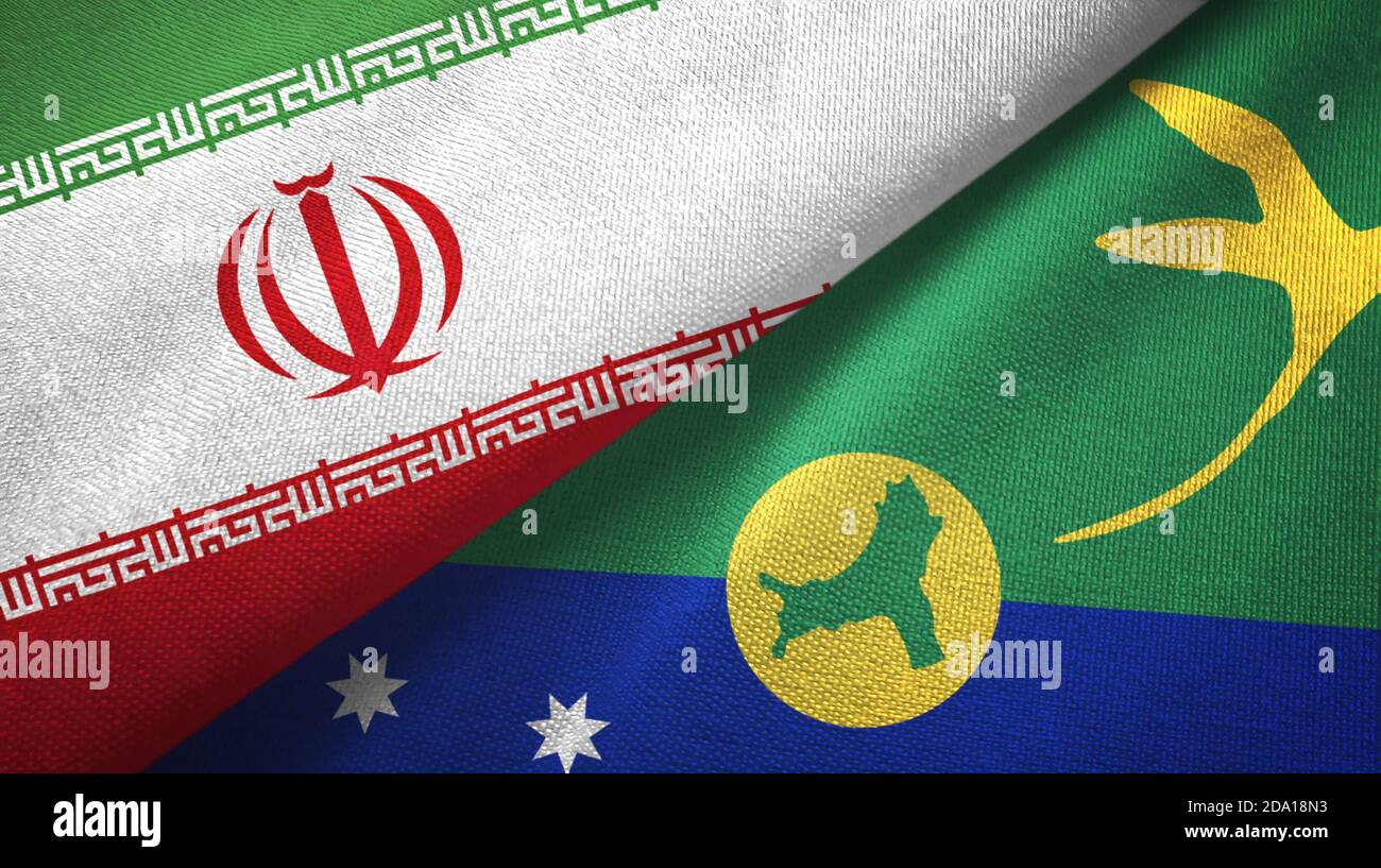 Iran and Christmas Island two flags textile cloth, fabric texture Stock ...