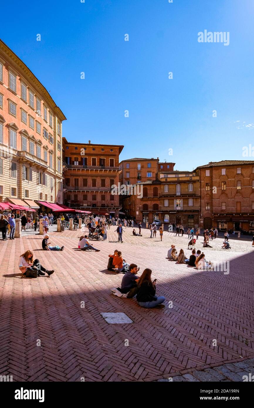 People in the Medieval Streets of Siena - Tuscany, Italy Stock Photo ...