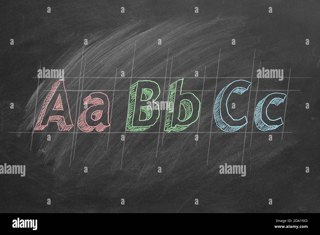Hand drawing "ABC" on blackboard Stock Photo - Alamy