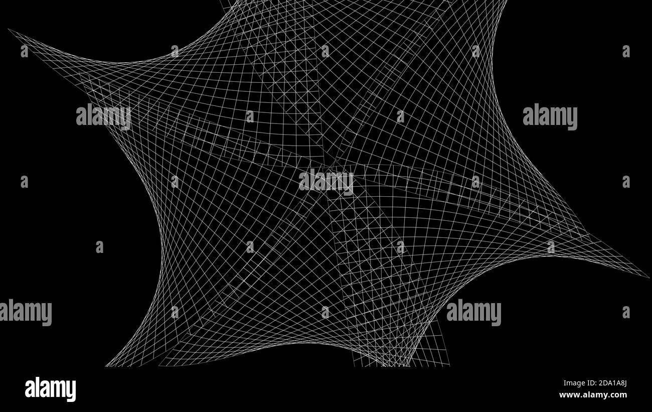 Abstract wireframed colored surfaces intersecting and rotating - 3D ...