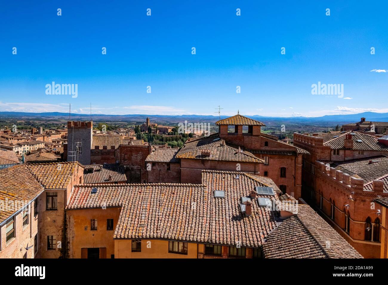Aerial View of Siena from Facciatone - Red Tiled Traditional Rooftops ...