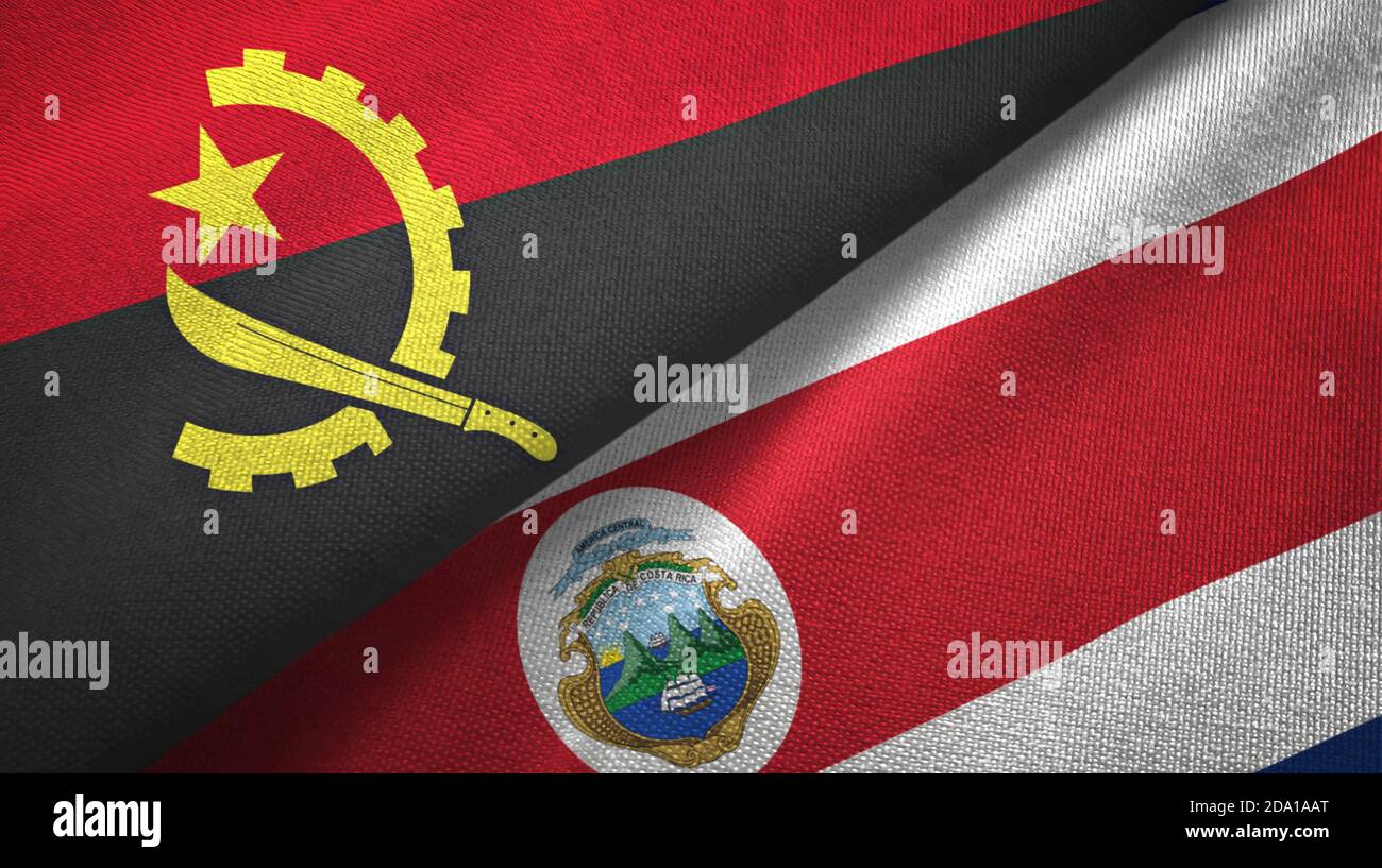 Angola and Costa Rica two flags textile cloth, fabric texture Stock ...