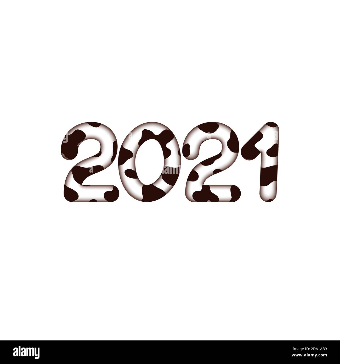 2021 new year digits covered with bull skin pattern vector 3d ...