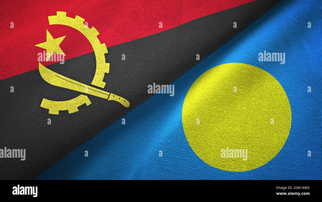 Angola and Palau two flags textile cloth, fabric texture Stock Photo ...
