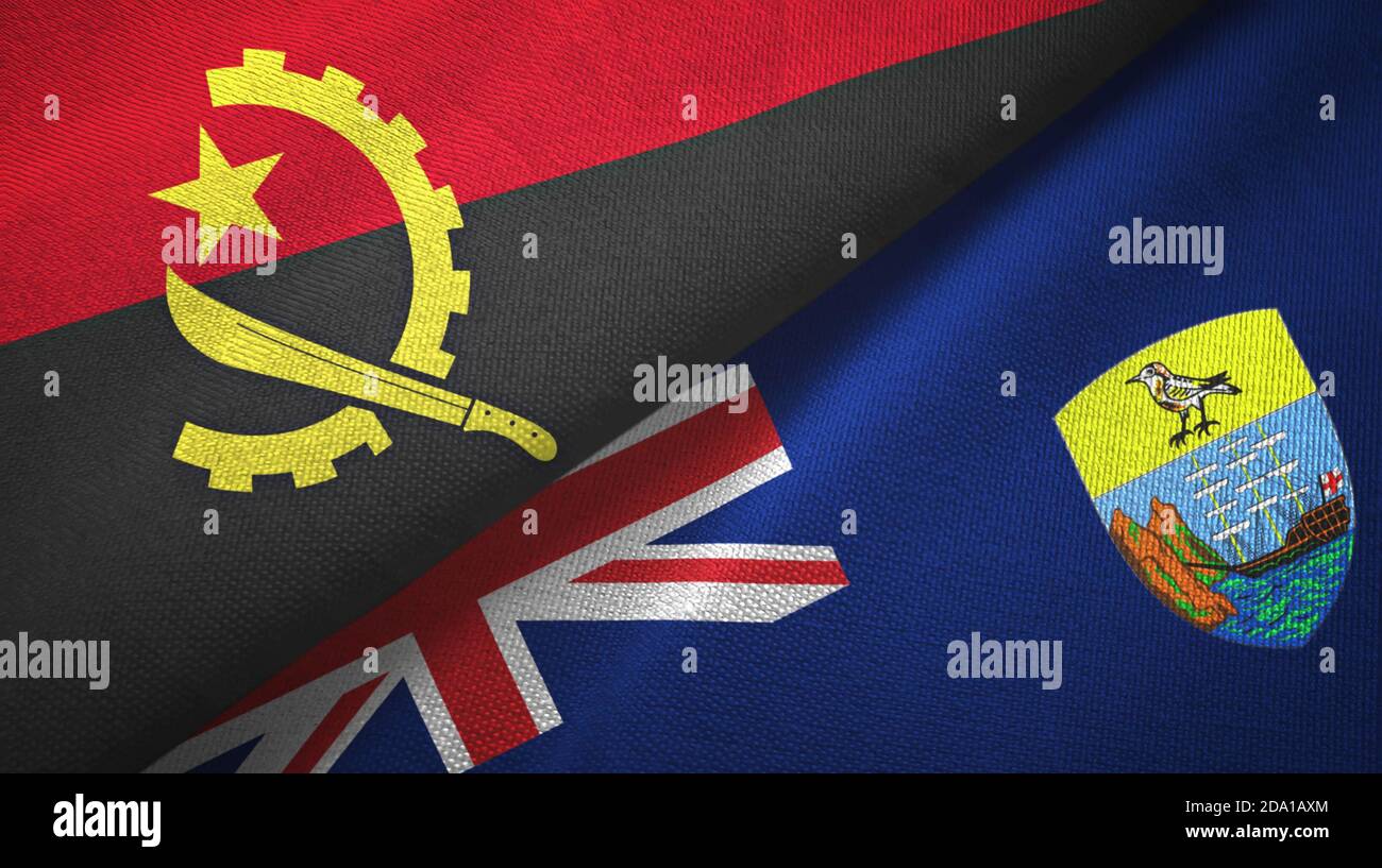 Angola and Saint Helena two flags textile cloth, fabric texture Stock ...