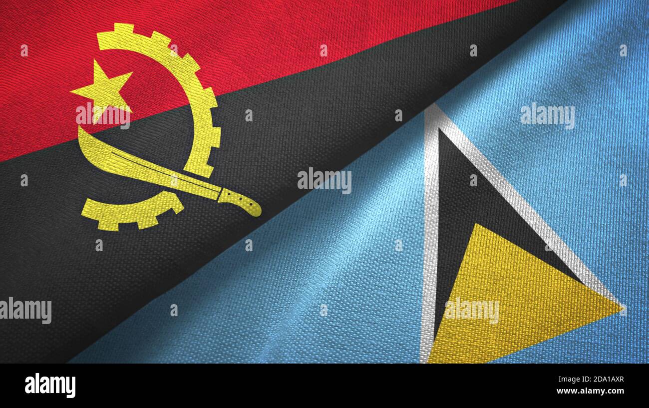 Angola and Saint Lucia two flags textile cloth, fabric texture Stock ...