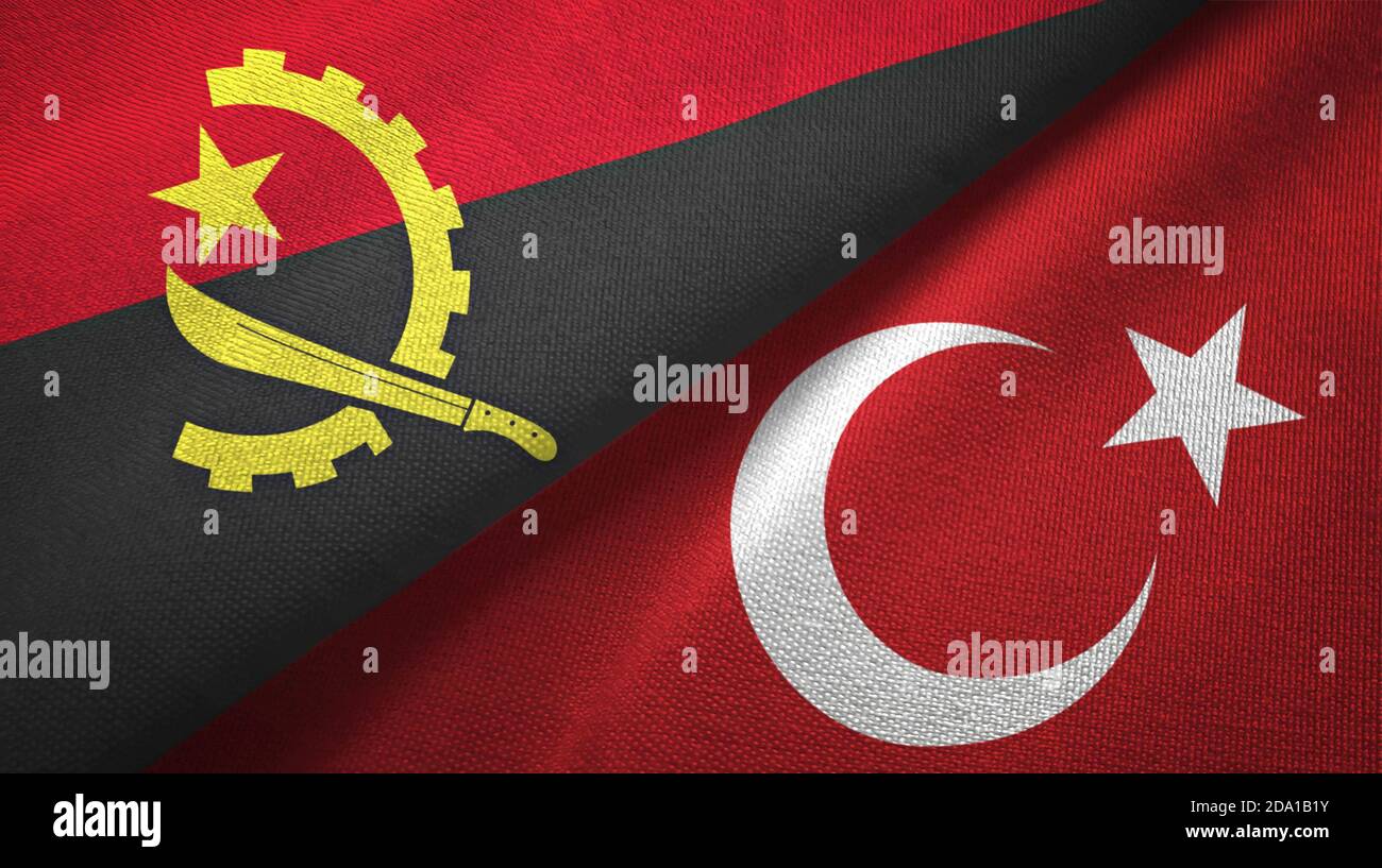 Angola and Turkey two flags textile cloth, fabric texture Stock Photo ...