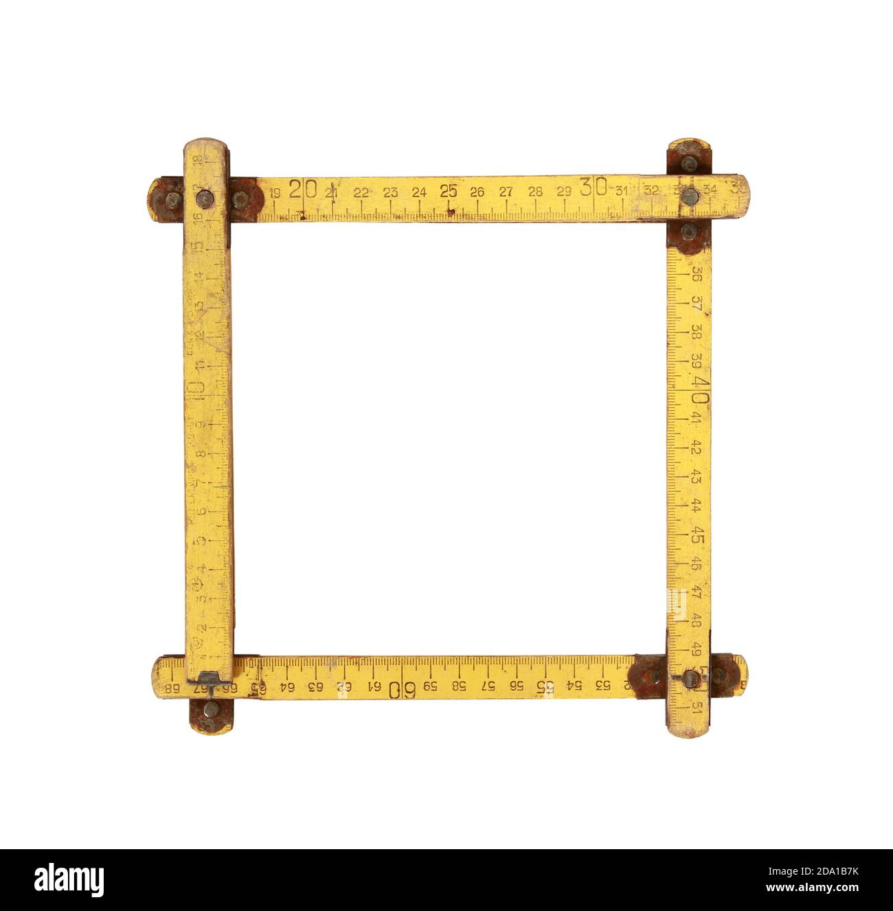 Square-shaped wooden yellow rulers isolated on a white background Stock ...