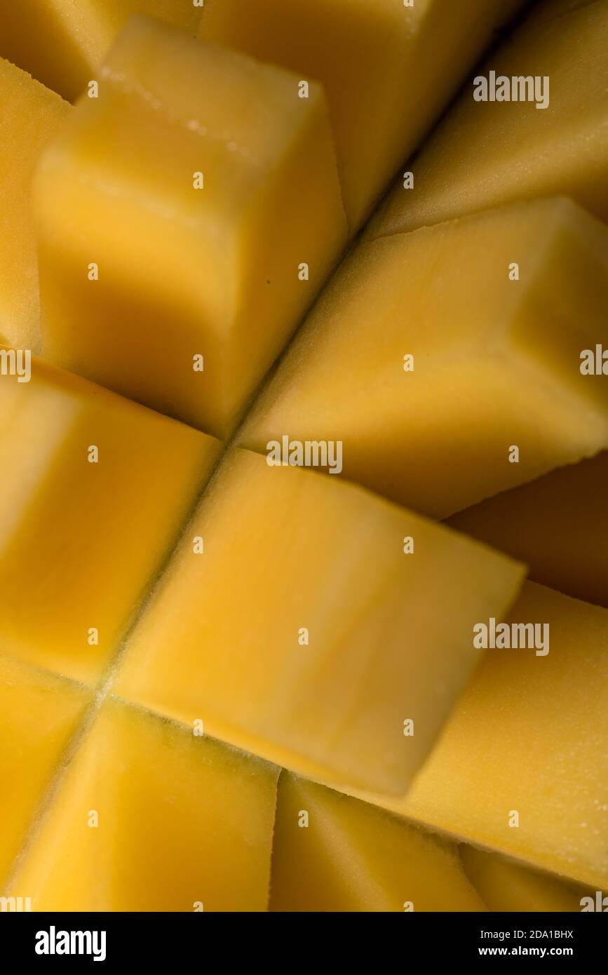 Ripe mango diced close up. Healthy eating with natural products ...