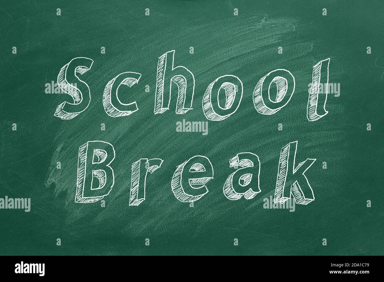 Hand drawing text "School Break" on green chalkboard Stock Photo - Alamy
