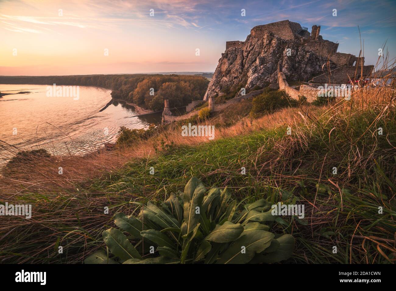 Famous Devin Castle Ruin Located at Confluence of Danube River and ...
