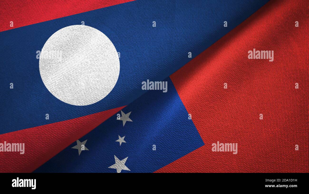 Laos and Samoa two flags textile cloth, fabric texture Stock Photo - Alamy