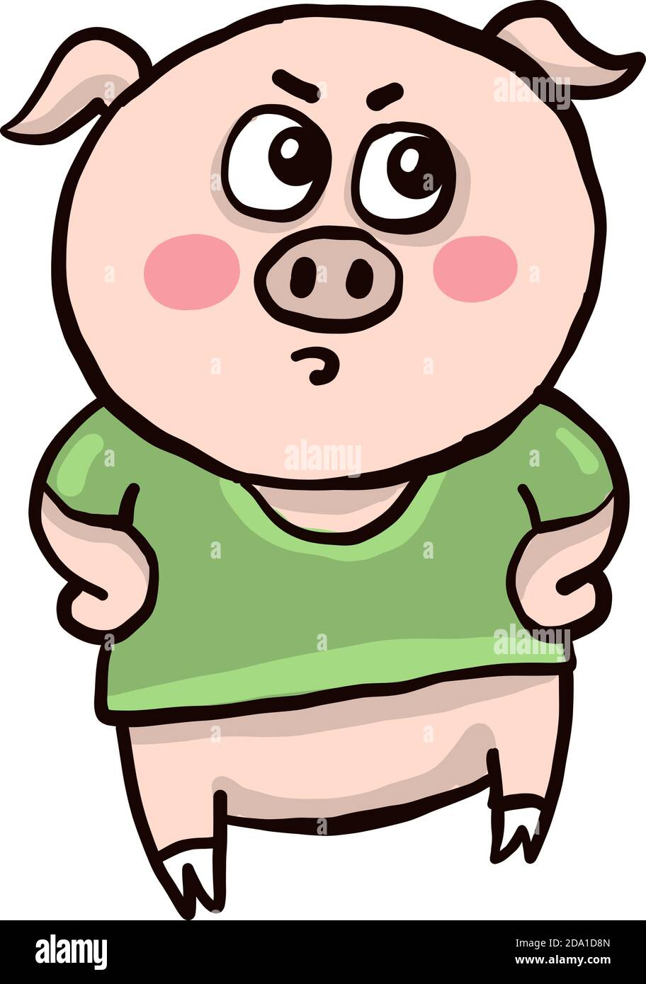 Angry pink pig,illustration,vector on white background Stock Vector ...