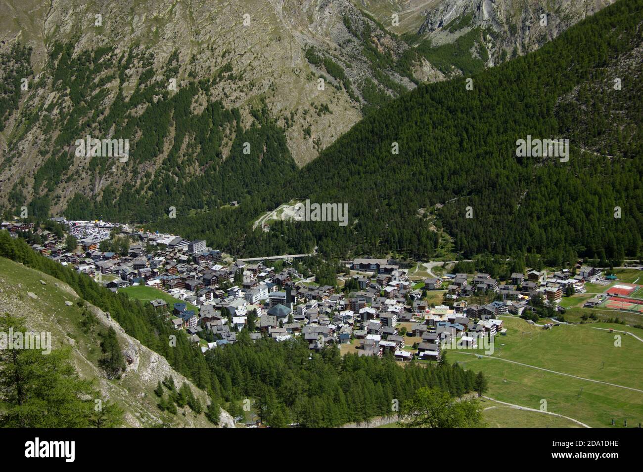 village of Saas Fee seen from a hil Stock Photo - Alamy