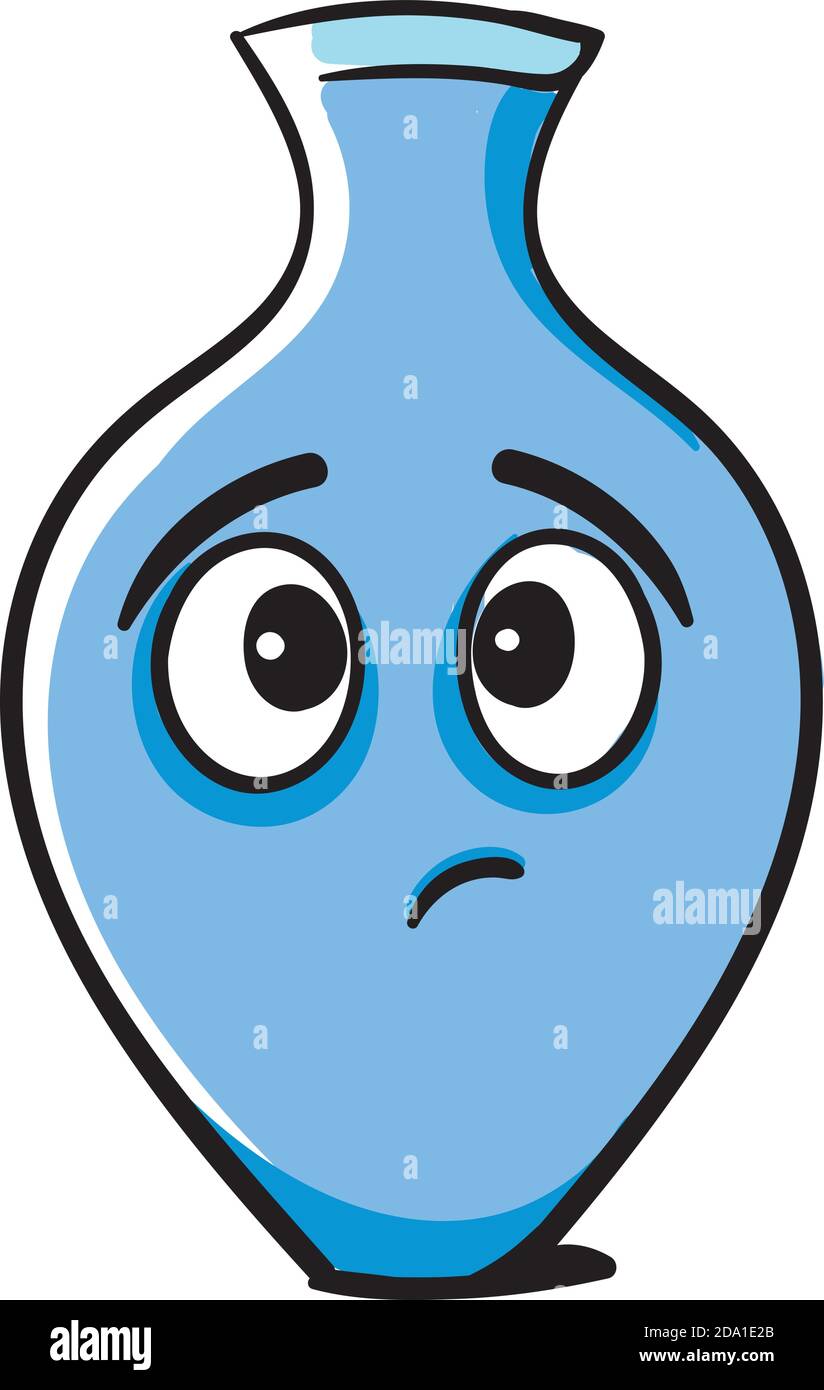 Blue sad vase,illustration,vector on white background Stock Vector ...