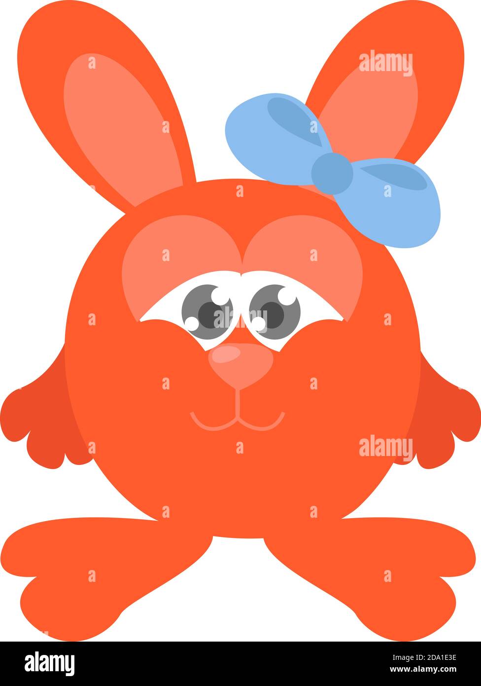 Orange bunny with a blue bow,illustration,vector on white background ...
