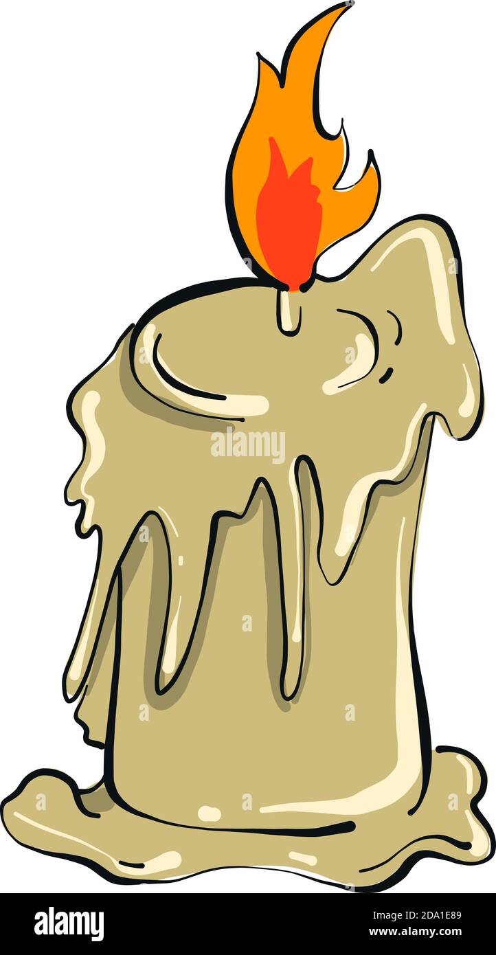 Big burning candle,illustration,vector on white background Stock Vector ...