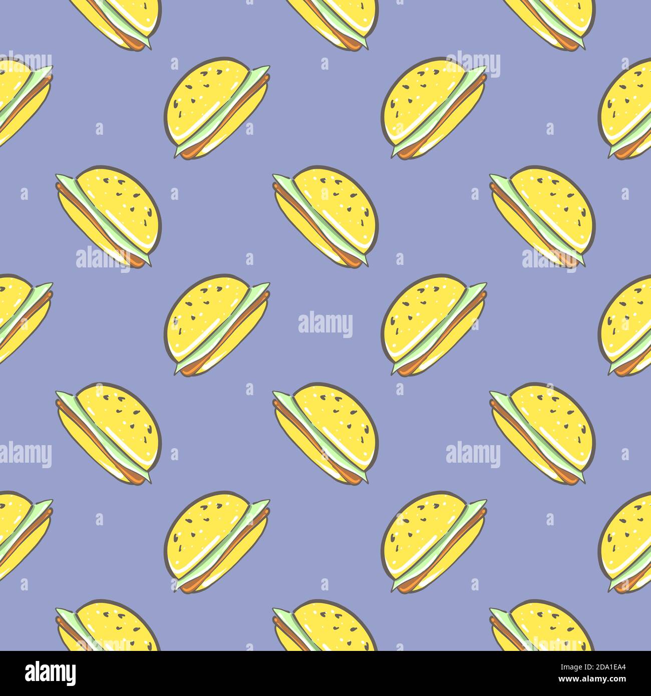 Delicious burger , seamless pattern on a light purple background Stock ...