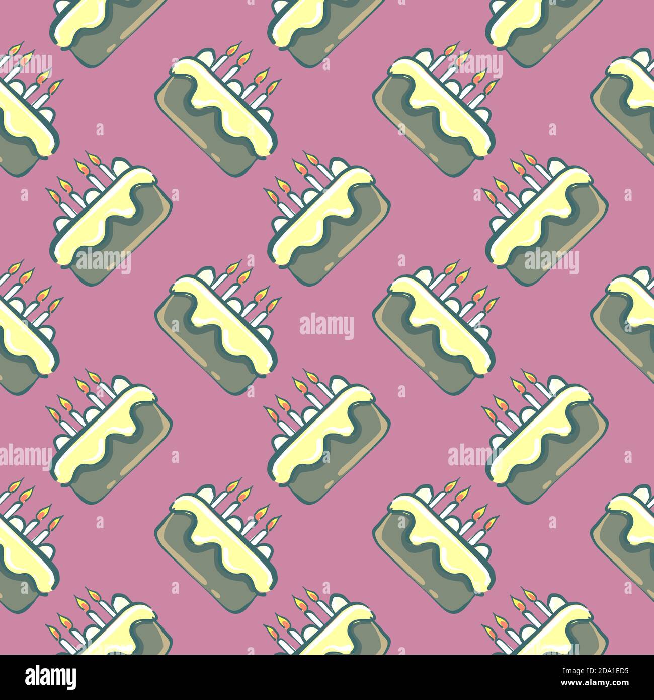 Birthday cake , seamless pattern on a pink background Stock Vector ...