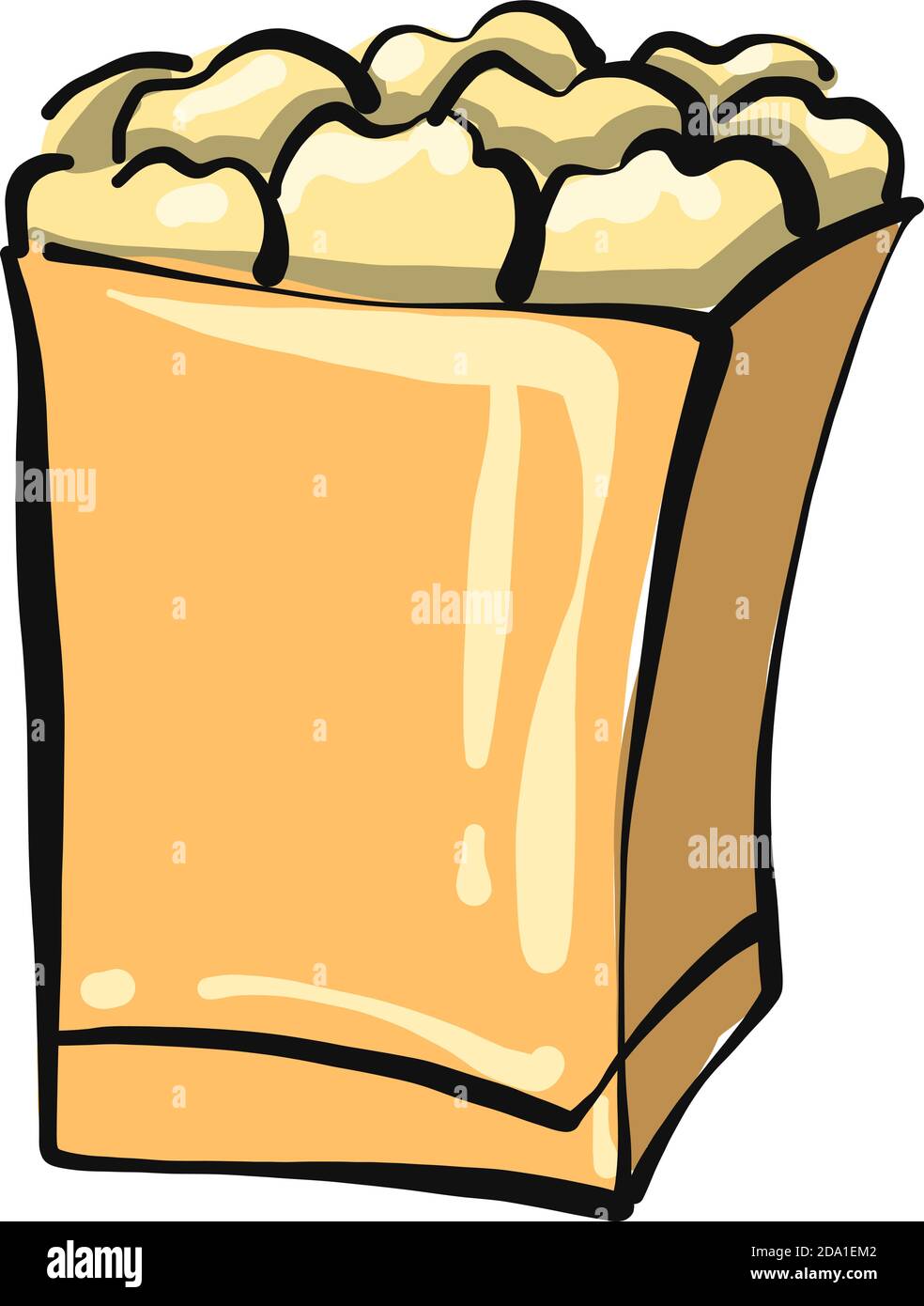 Big bag of popcorn,illustration,vector on white background Stock Vector ...