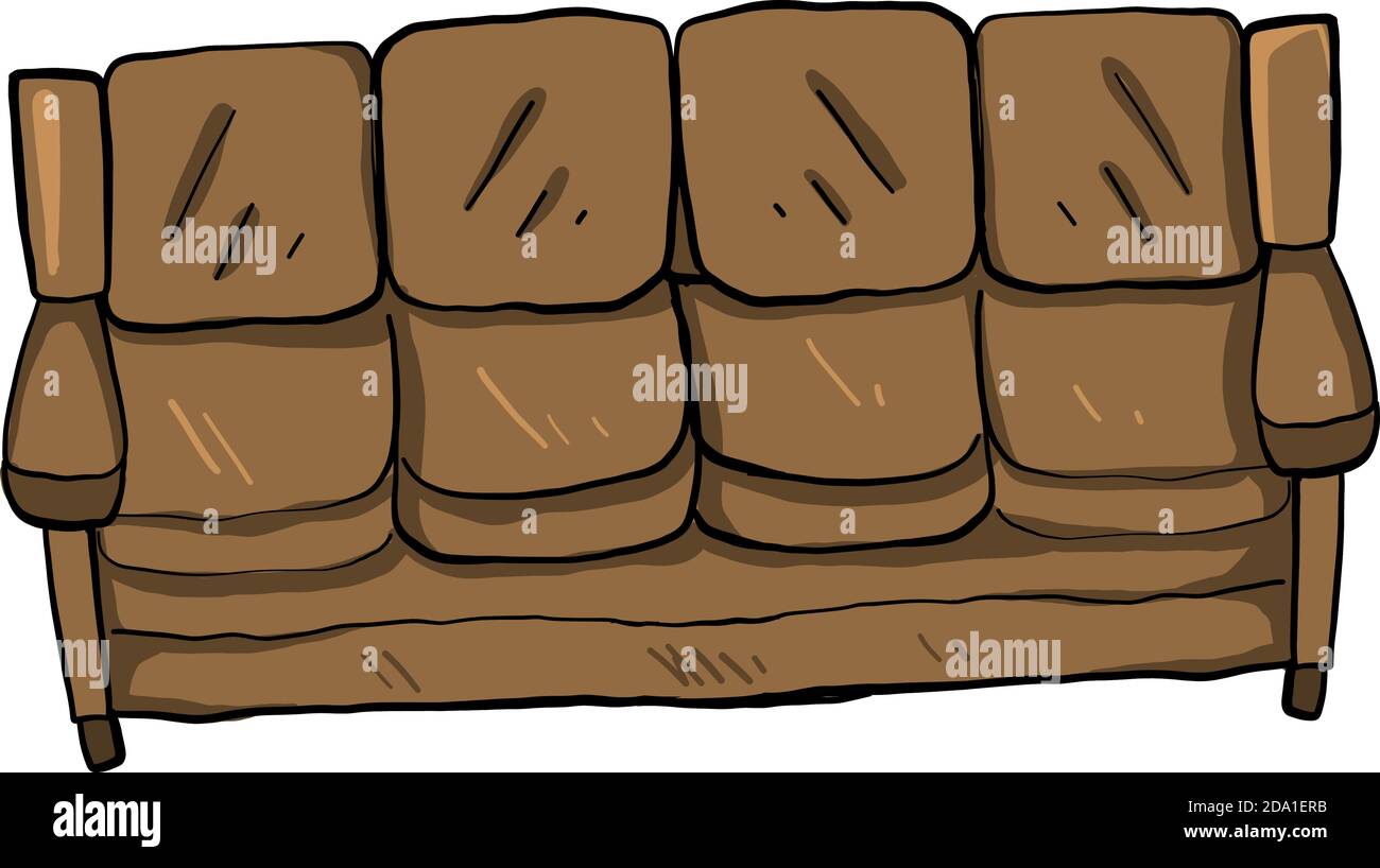 Old brown sofa,illustration,vector on white background Stock Vector ...
