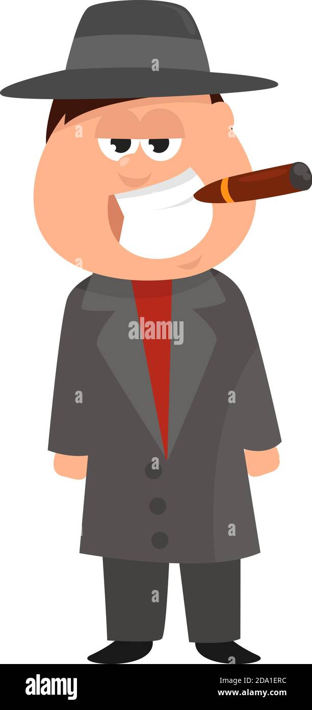 Man with a cigar,illustration,vector on white background Stock Vector ...