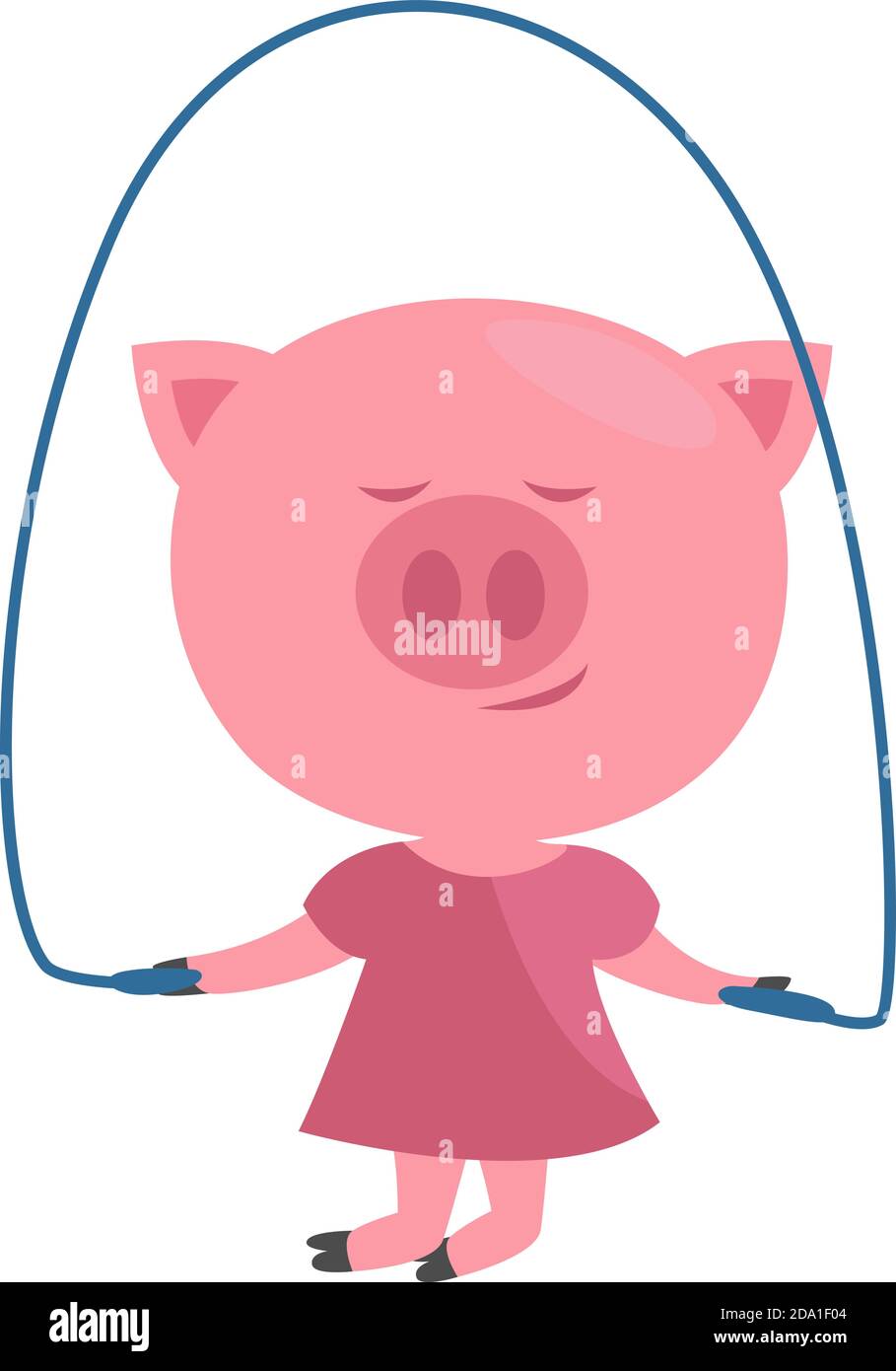 Little pig jumping rope,illustration,vector on white background Stock ...