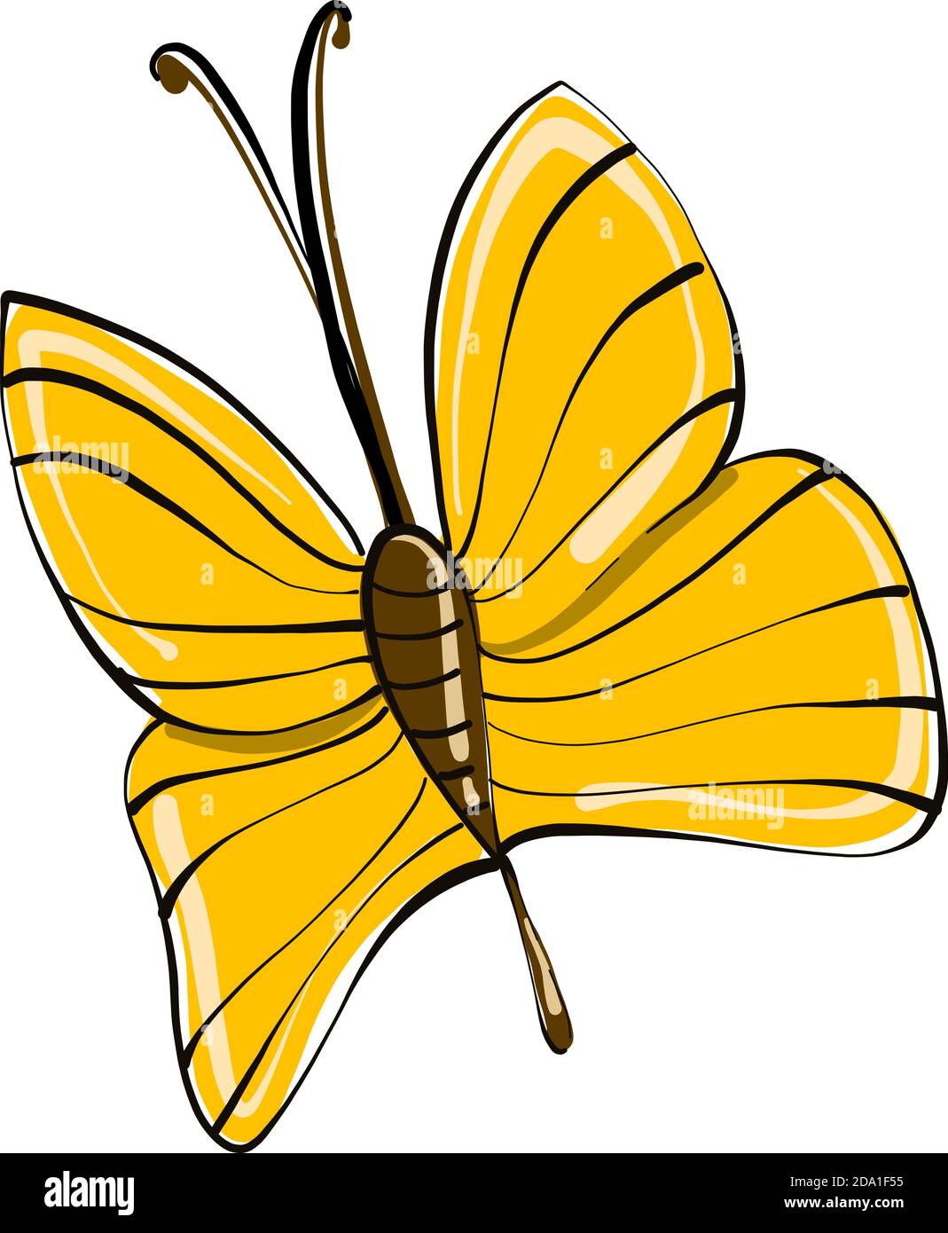 Yellow butterfly,illustration,vector on white background Stock Vector ...
