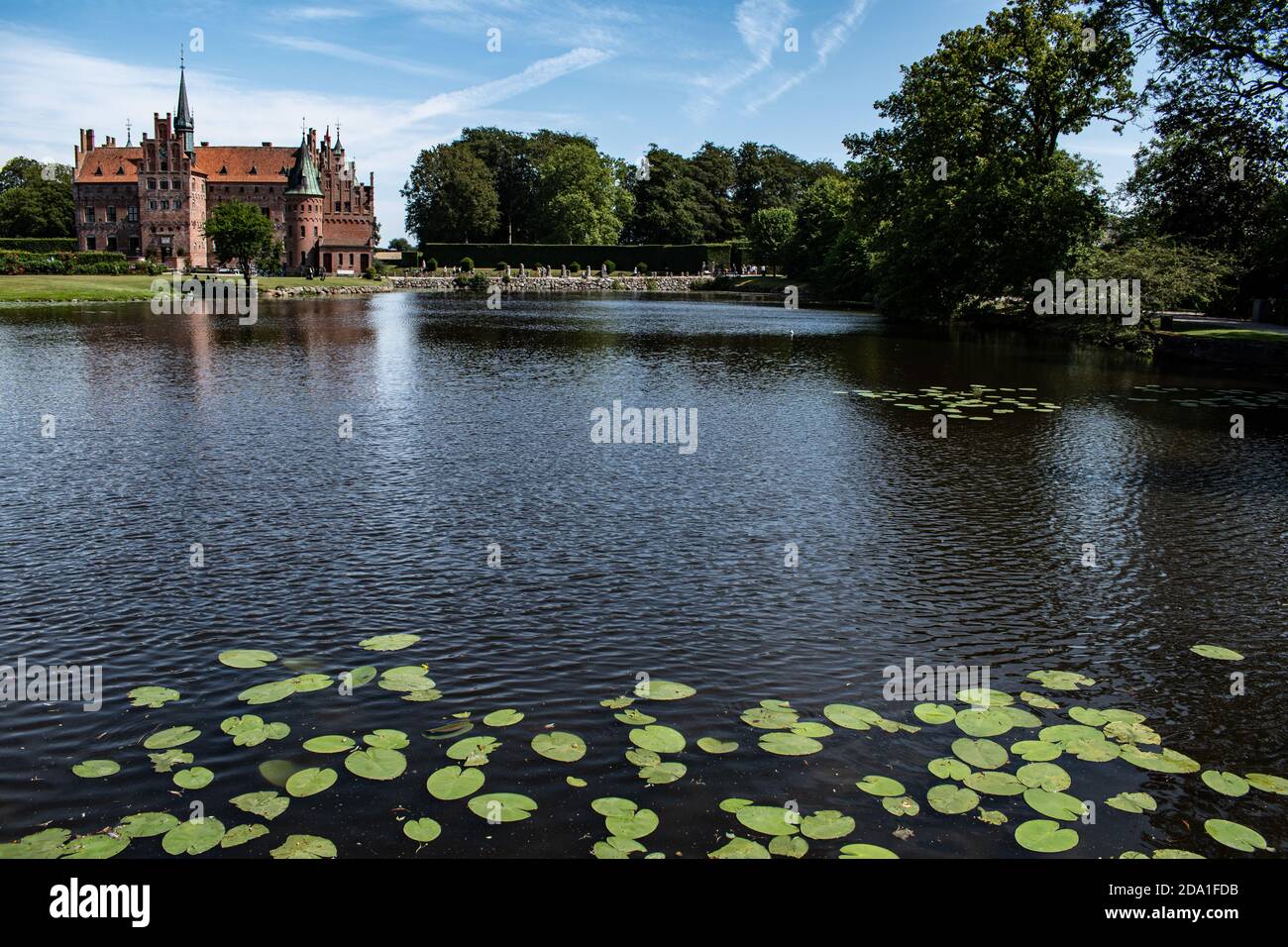 Egeskov castle panorama, Denmark, in sunny summer Stock Photo - Alamy