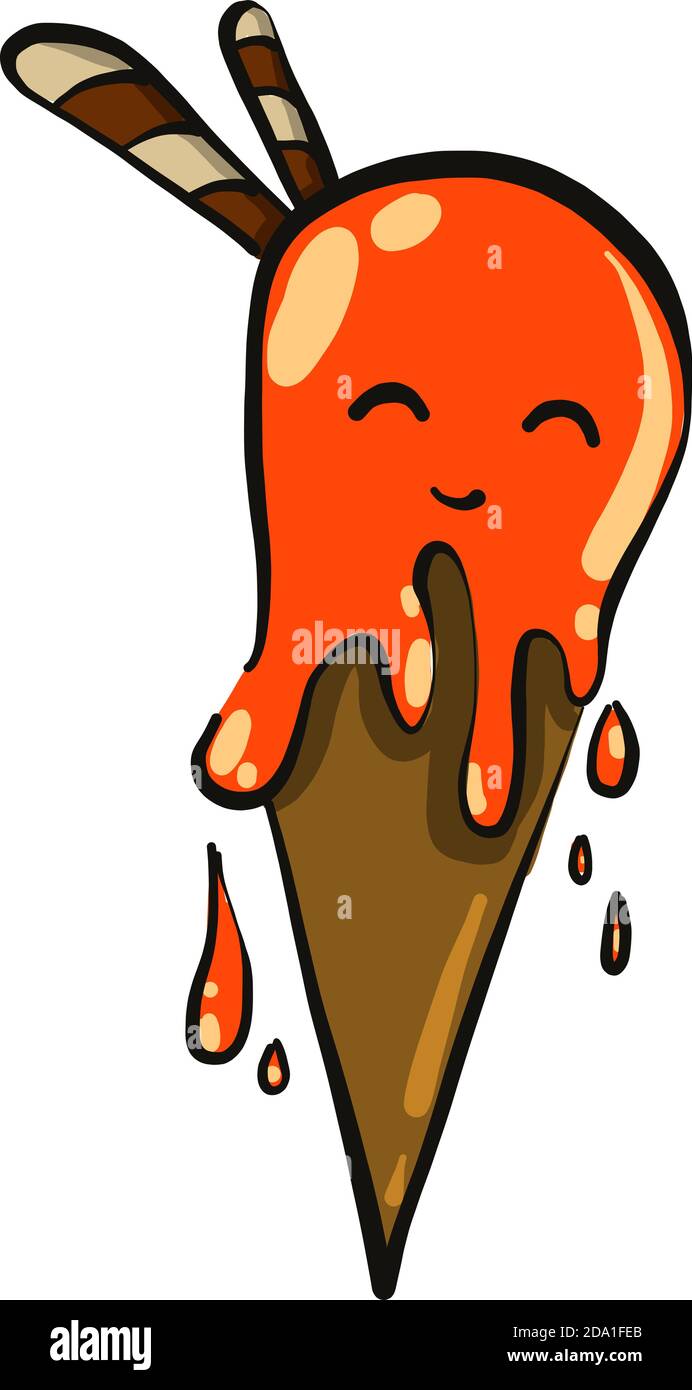 Happy ice cream ,illustration,vector on white background Stock Vector ...