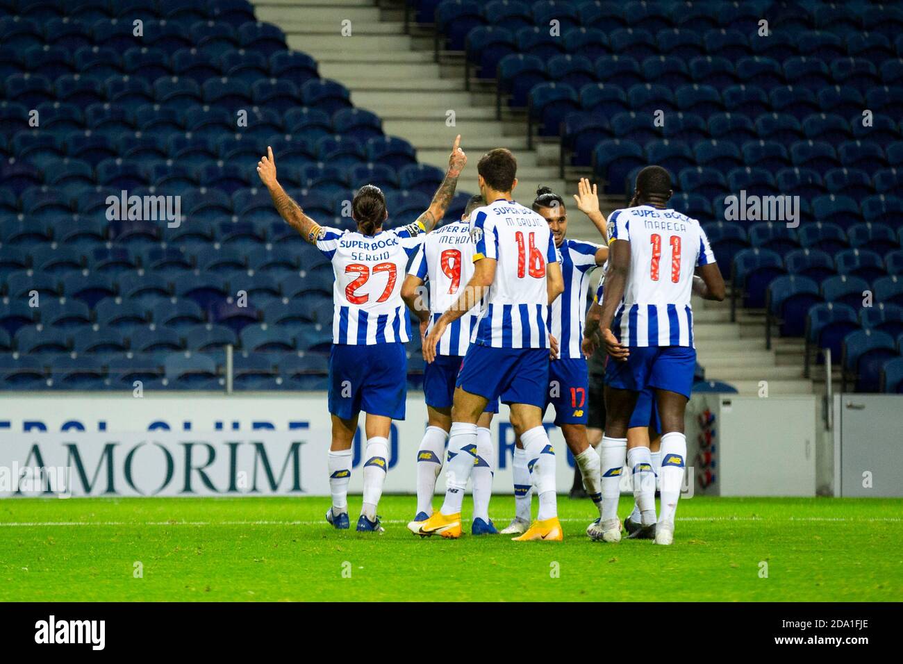 FC Porto's team celebrates after Sergio Oliveira score the third goall ...