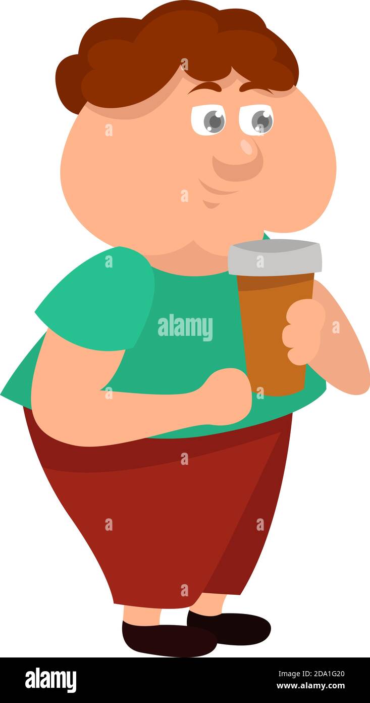 Boy drinking coffee,illustration,vector on white background Stock ...