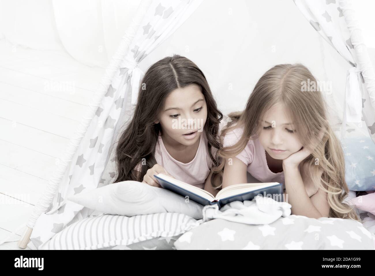 Girls best friends read fairy tale before sleep. Best books for kids ...