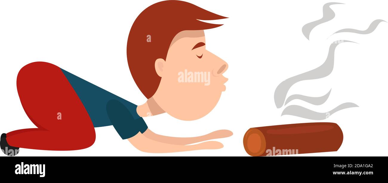 Man making fire ,illustration,vector on white background Stock Vector ...