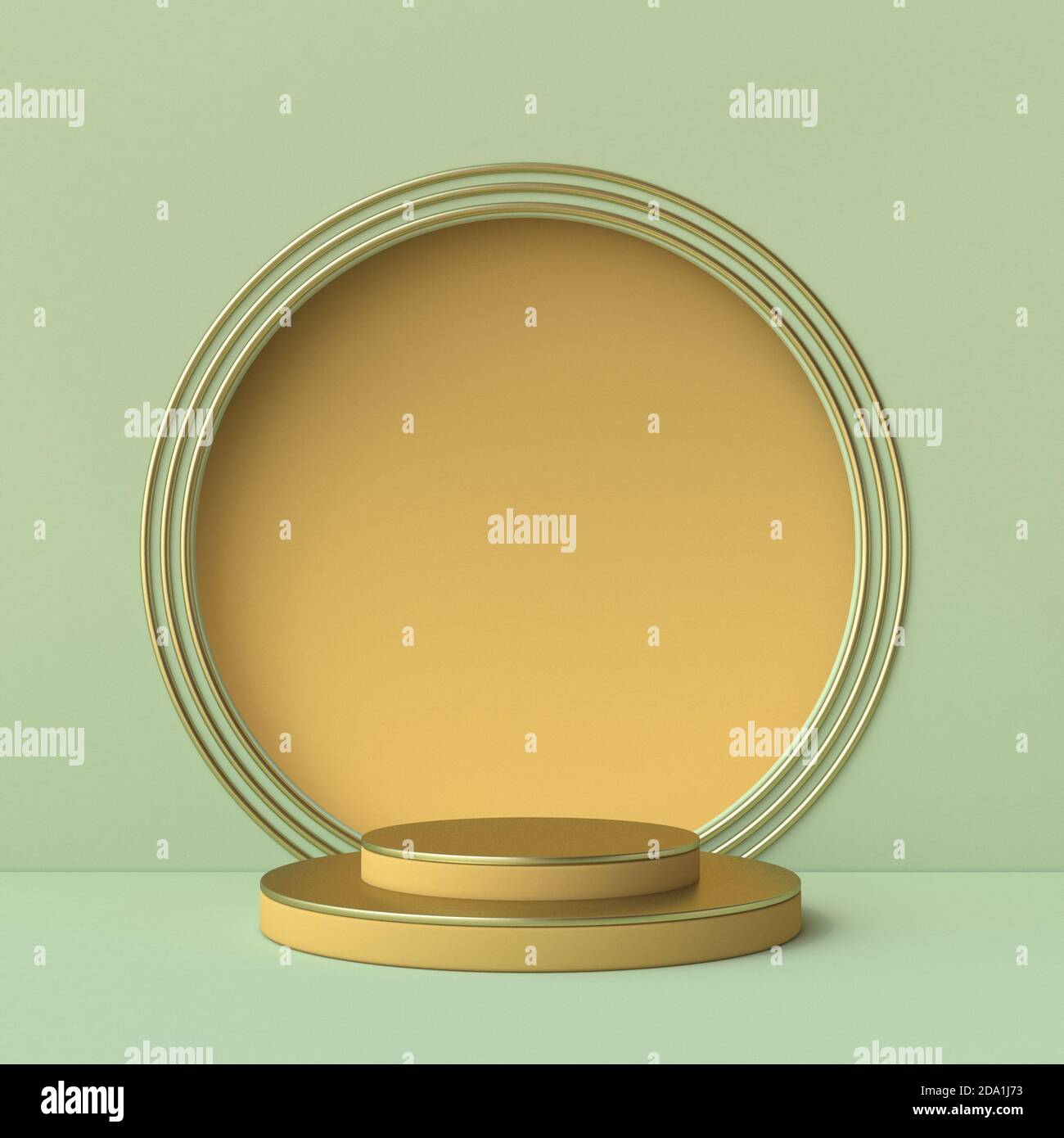 Abstract mock up circle frame 3D render illustration on green ...