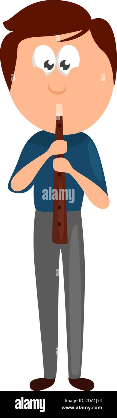 Man playing flute ,illustration,vector on white background Stock Vector ...