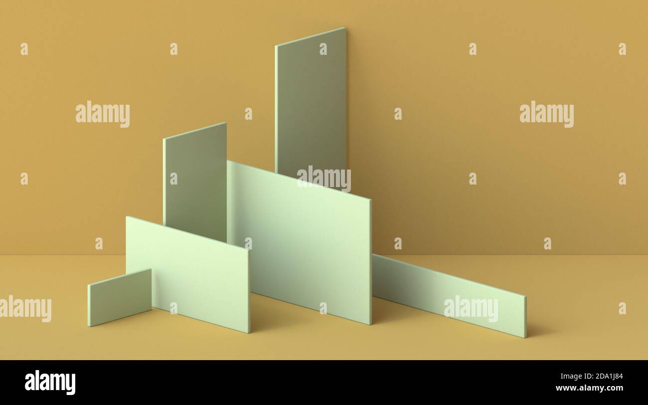 Abstract mock up made of planes 3D render illustration on brown ...