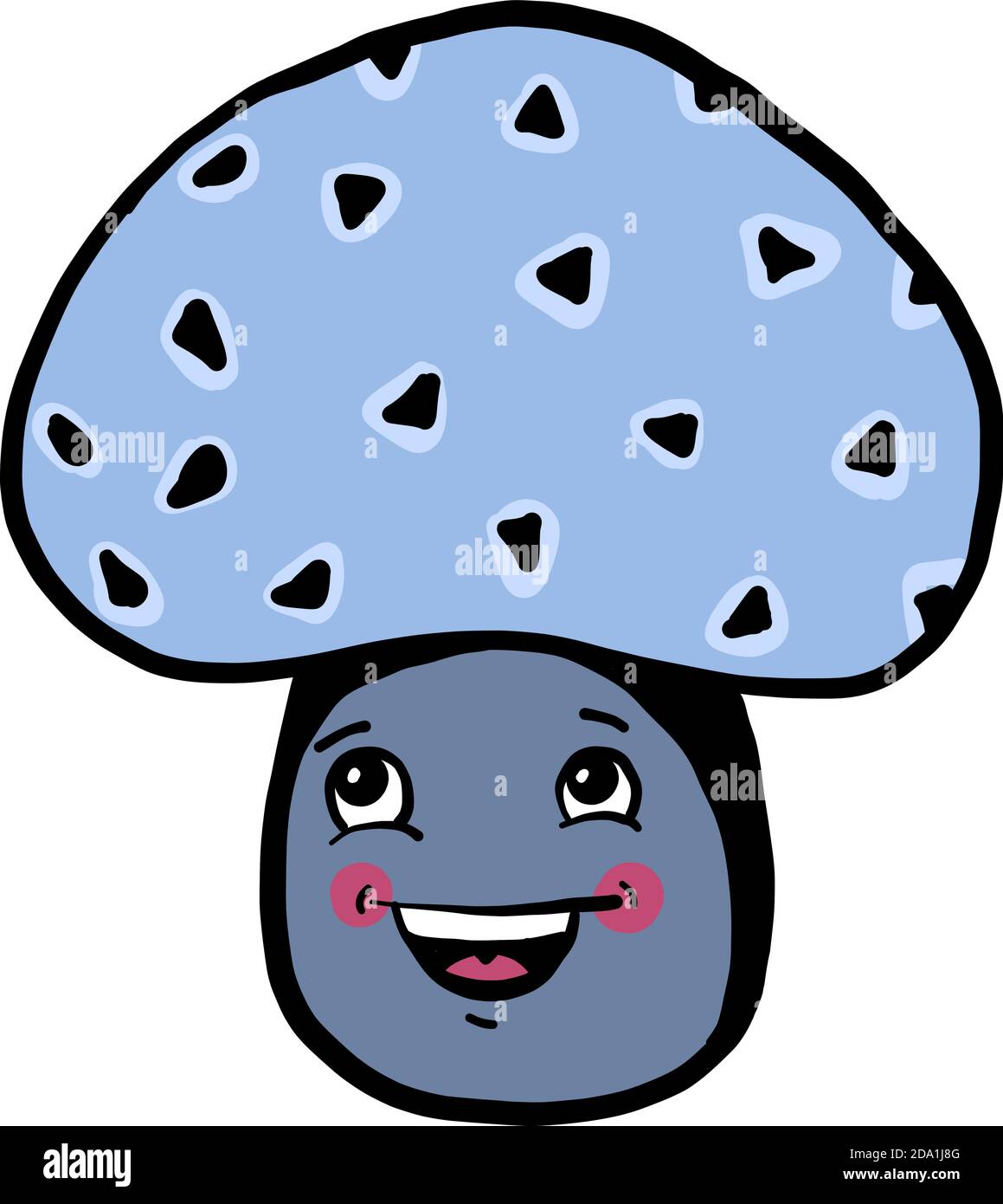 Happy blue mushroom,illustration,vector on white background Stock ...