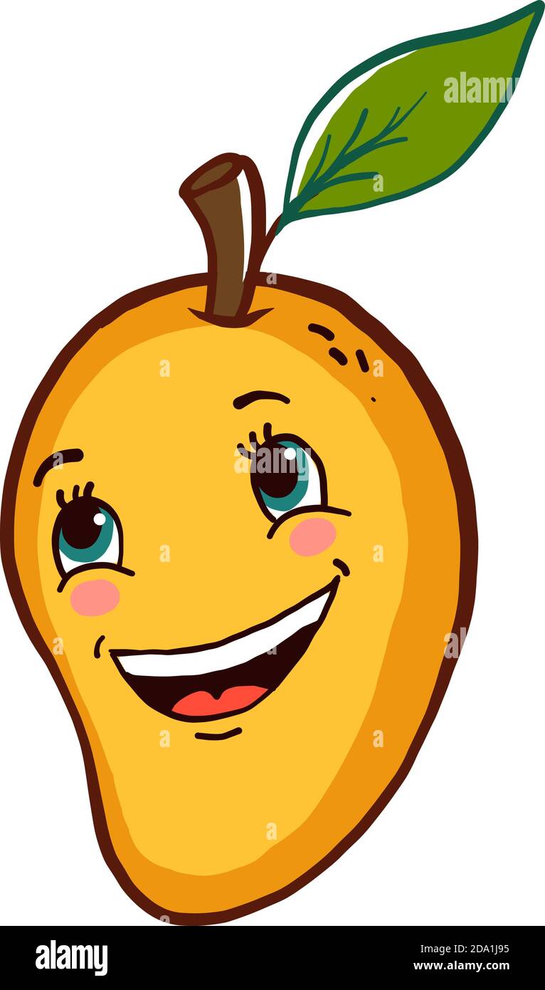 Happy yellow mango ,illustration,vector on white background Stock ...