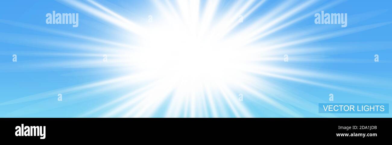 low light effect. Starburst with sparkles on blue background. Vector ...