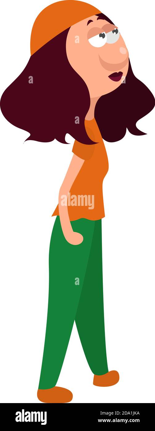 Girl wearing green pants,illustration,vector on white background Stock ...