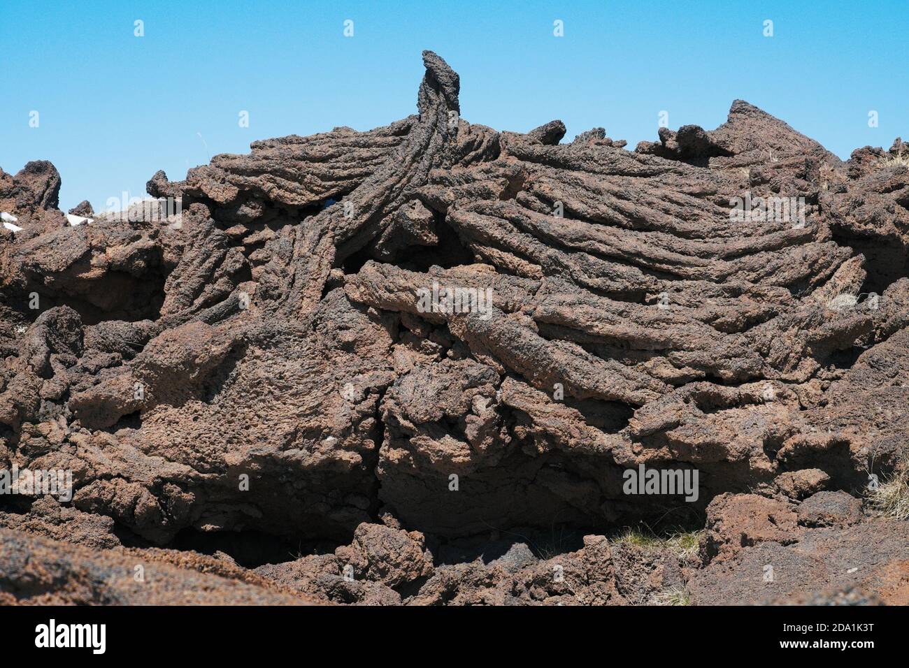 cooled lava flow ropy surface in Etna Park, Sicily Stock Photo - Alamy