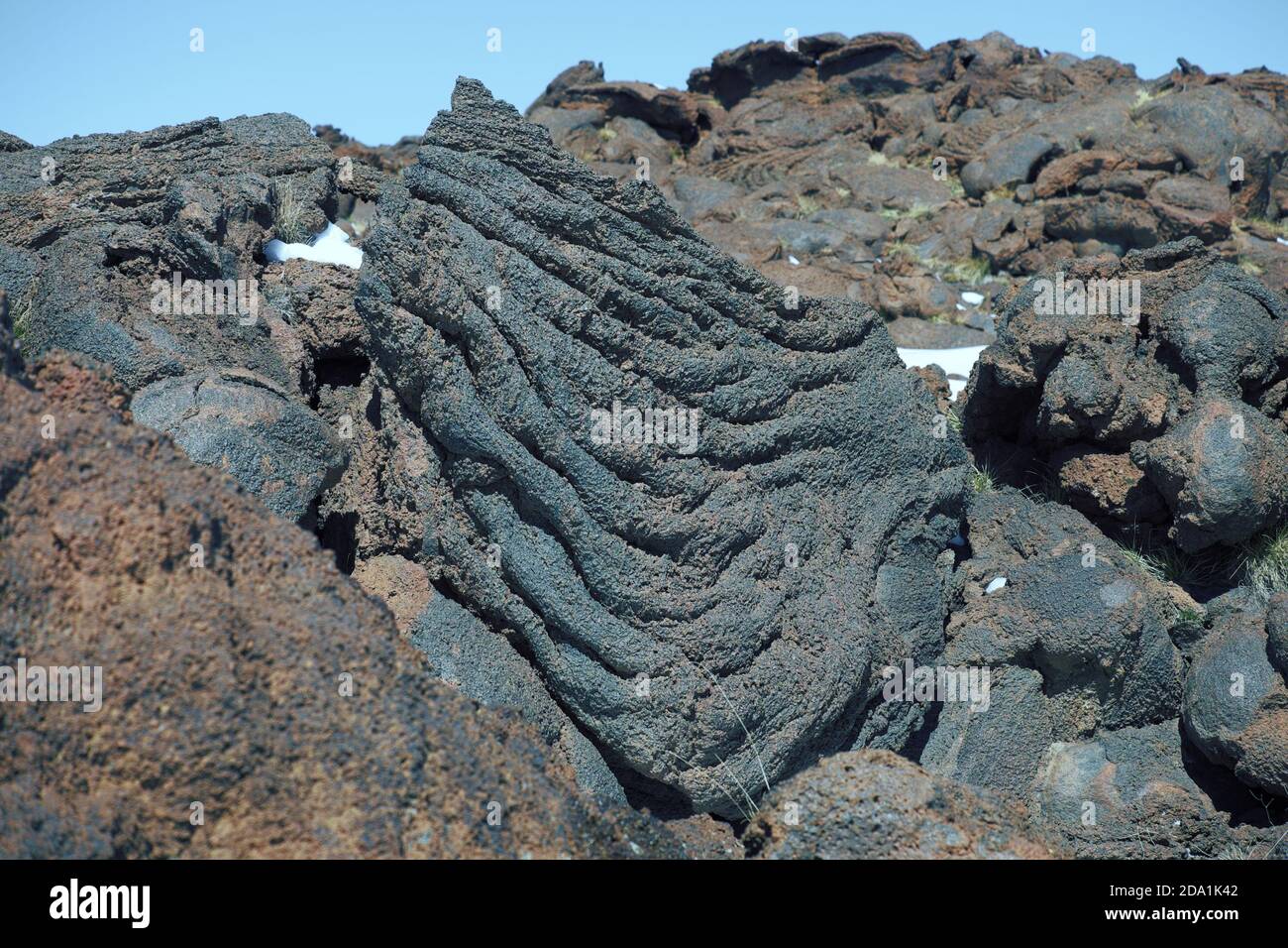 cooled lava flow ropy surface in Etna Park, Sicily Stock Photo - Alamy