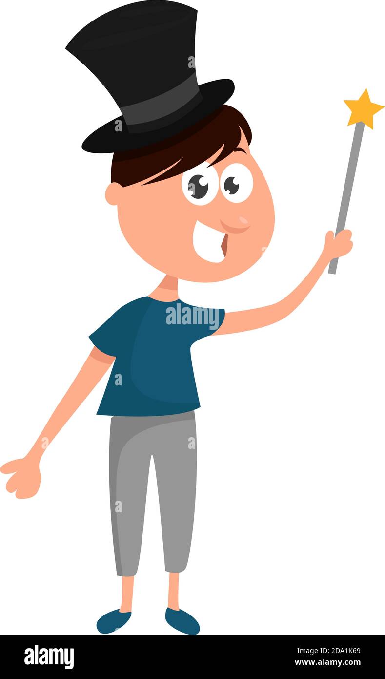Young magician ,illustration,vector on white background Stock Vector ...