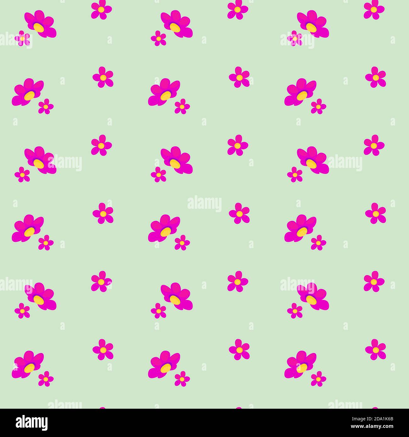 Pink baby flowers , seamless pattern on a light mint green background ...