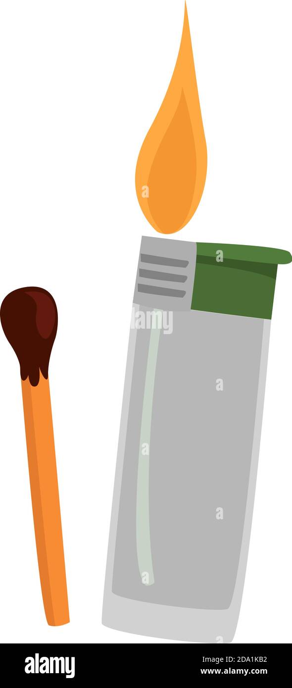 Lighter and a match ,illustration,vector on white background Stock ...